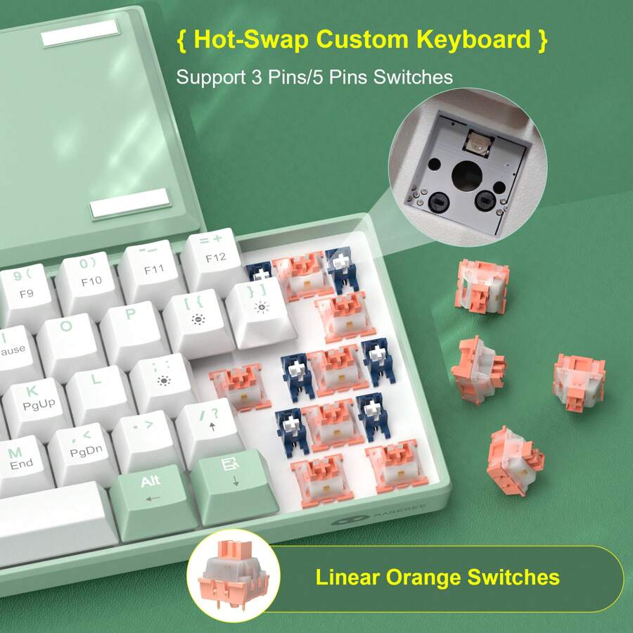 MageGee MageGee Star61 Mini 60% RGB Gaming Mechanical Keyboard 61 Keys ...