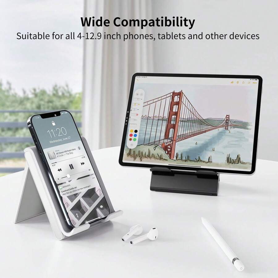 SAIJI Tablet Stand For Desktop Lightweight Portable Adjustable Black ...