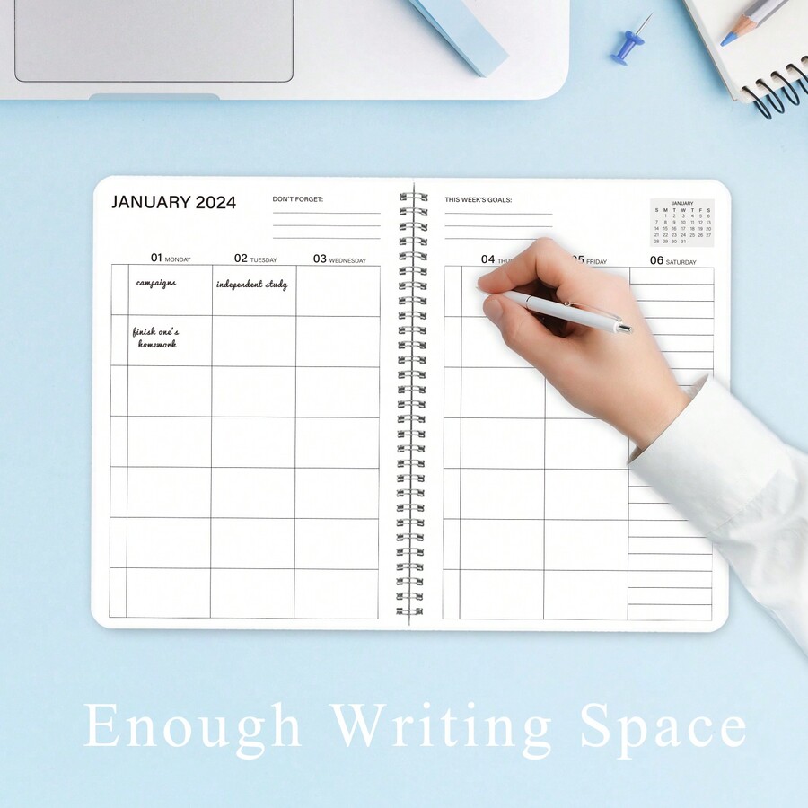 Blue Planner 2024-2025 Calendar Planner - Monthly And Weekly Planner ...