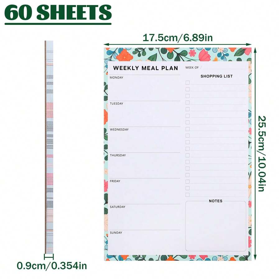 60 Sheets/Weekly Dietary Plans & Magnetic Memo Pad, Magnetic Grocery ...