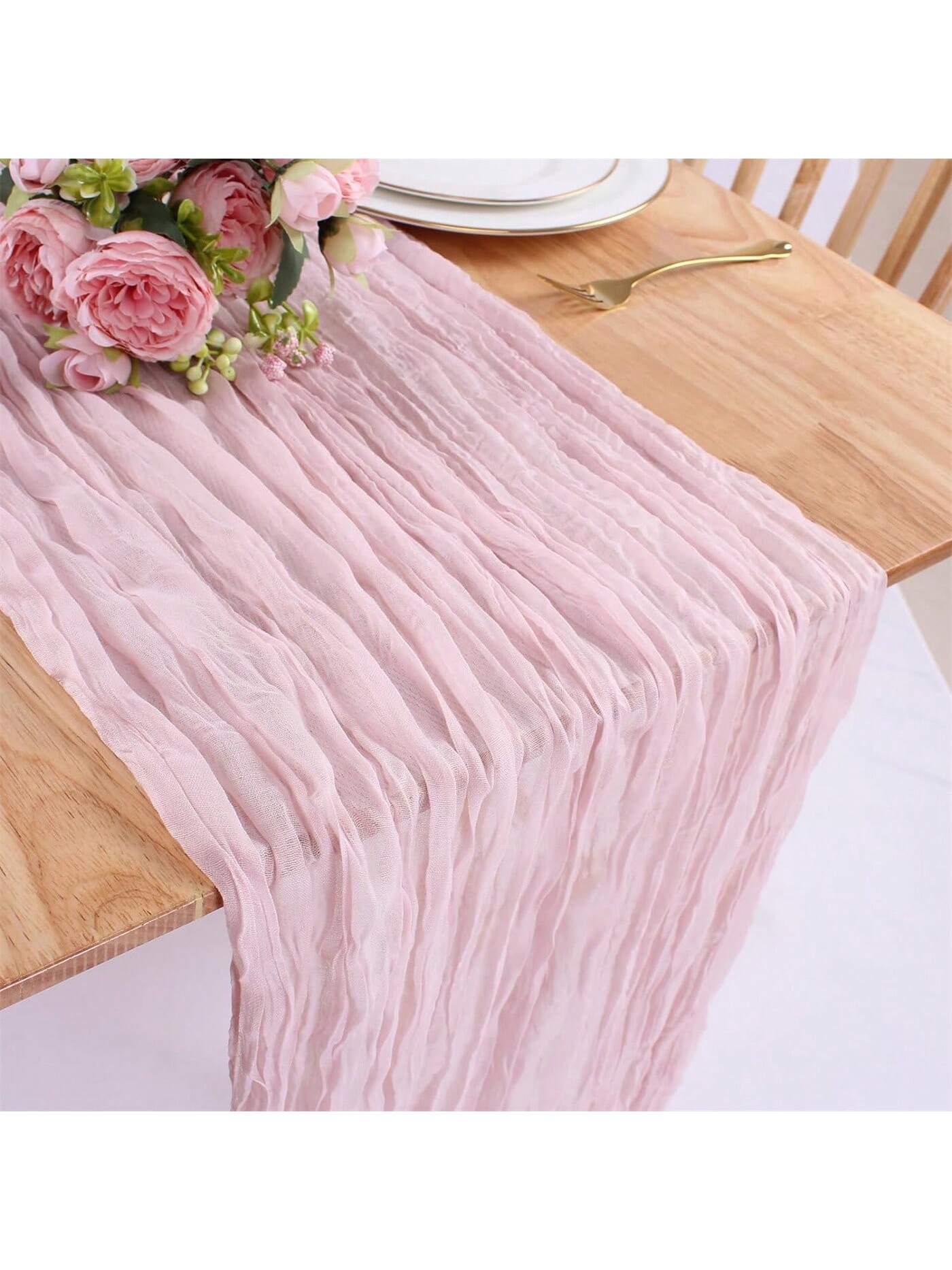 1pc Pink Cheesecloth Tablecloth, Boho Sheer Fabric Tablecloth ...