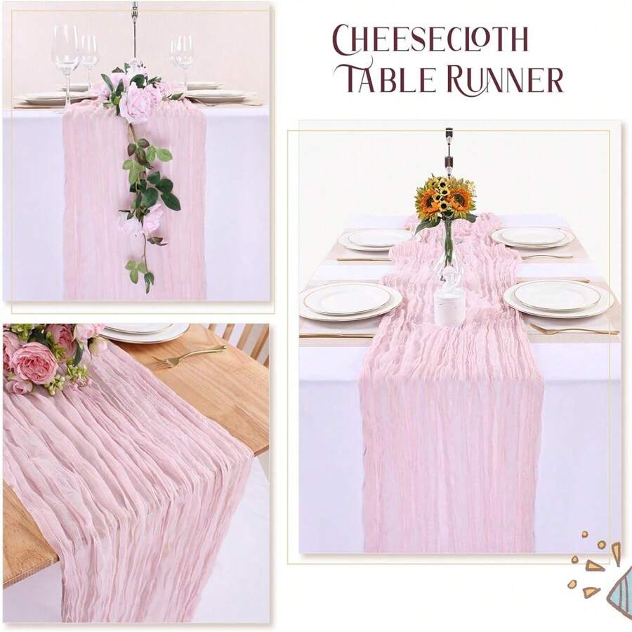 1pc Pink Cheesecloth Tablecloth, Boho Sheer Fabric Tablecloth ...