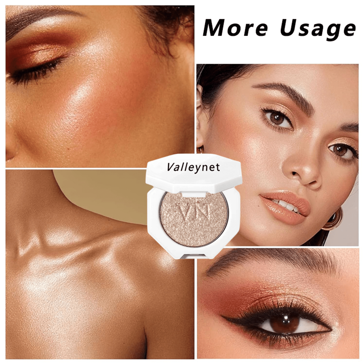 3 Color Face And Eye Preesed Highlighter , Natural Brightening Shimmer ...