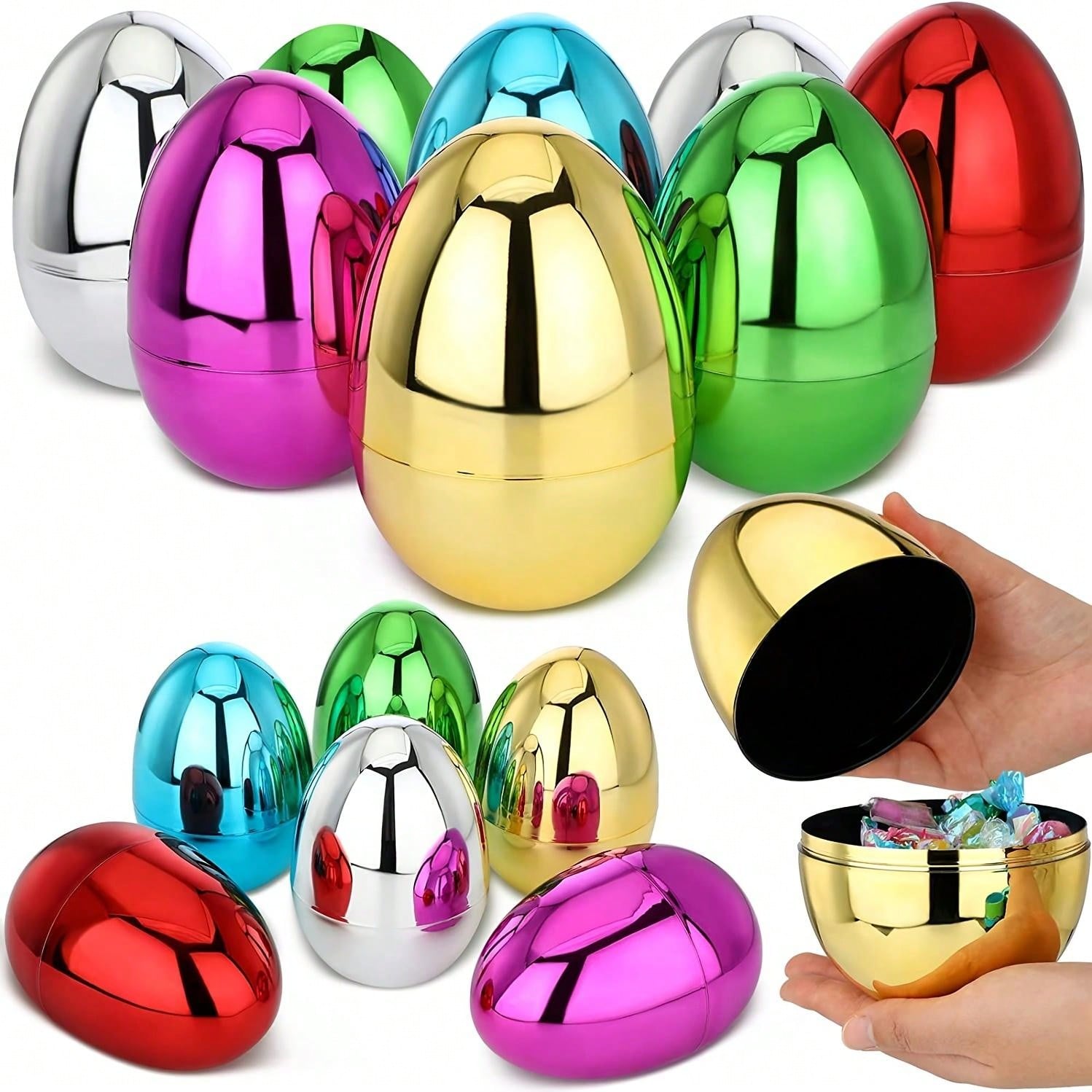 6pcs 6 Inches/15cm Jumbo Easter Eggs, Plastic Fillable Eggs In Assorted ...