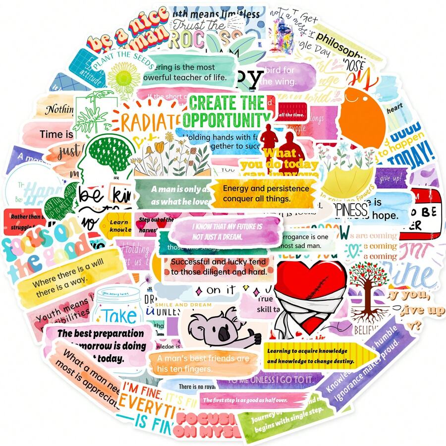 100pcs Motivational Stickers Pack, Positive Affirmation Encouragement ...