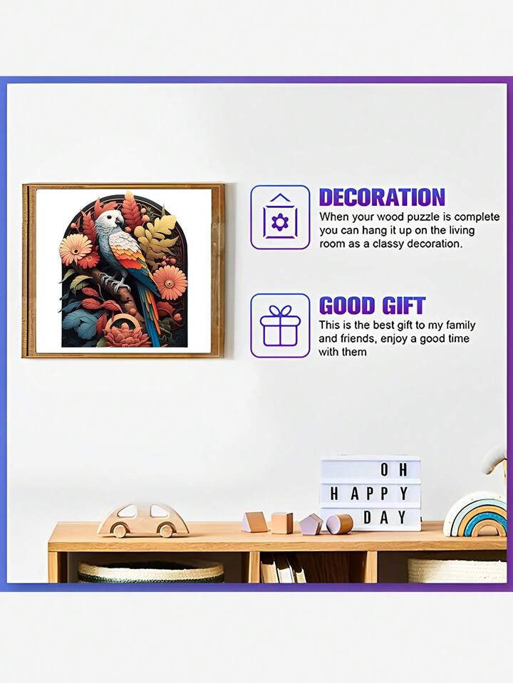 Bird Pattern Jigsaw Puzzle, Irregular Animal Shaped Wooden Puzzle ...