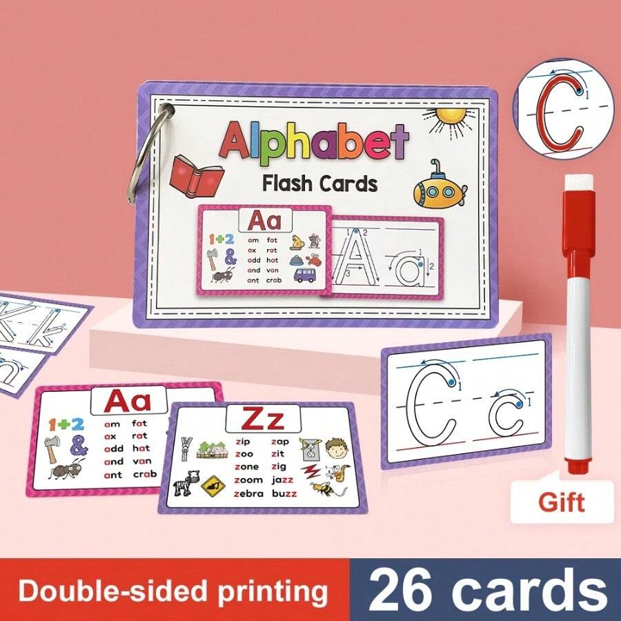 Phonics CVC Words 26 English Alphabet Letters Flash Cards Kids ...