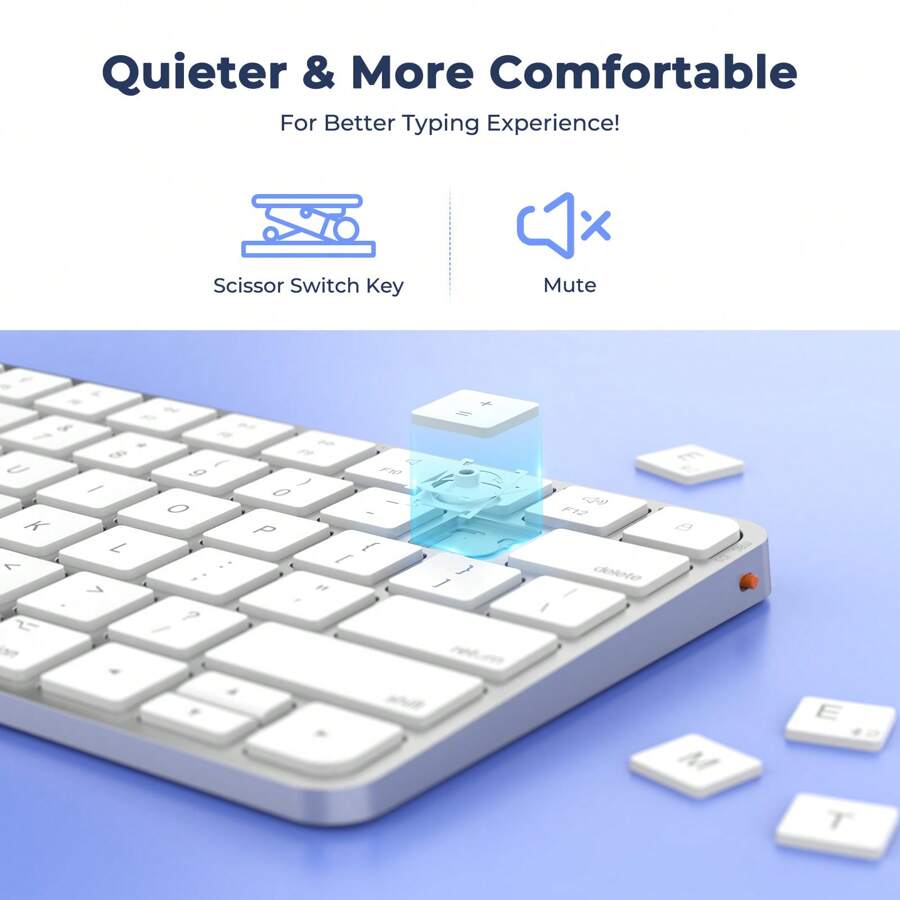 MEETION Wireless Bluetooth Keyboard For , Quiet Slim Multi Device ...