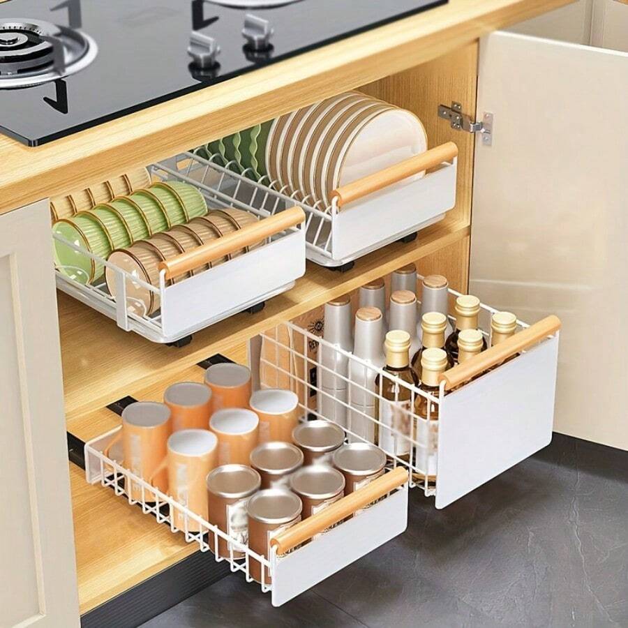 1pc Pull-Out Organizers, Cabinet Drawer Organizer, Under The Sink Pull ...