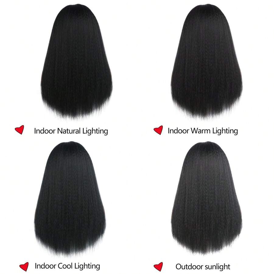 14 بوصة شعر رأس العصابة المستقيم الكينكي للنساء، شعر مستقيم ياكي ستريت ...