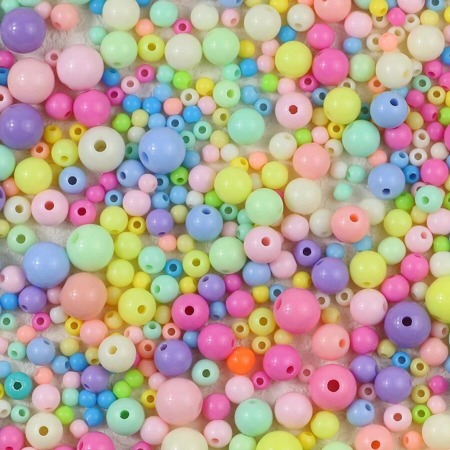 1000pcs 4mm Mixed Color Acrylic Cream Beads, Ideal For Diy Bracelet ...