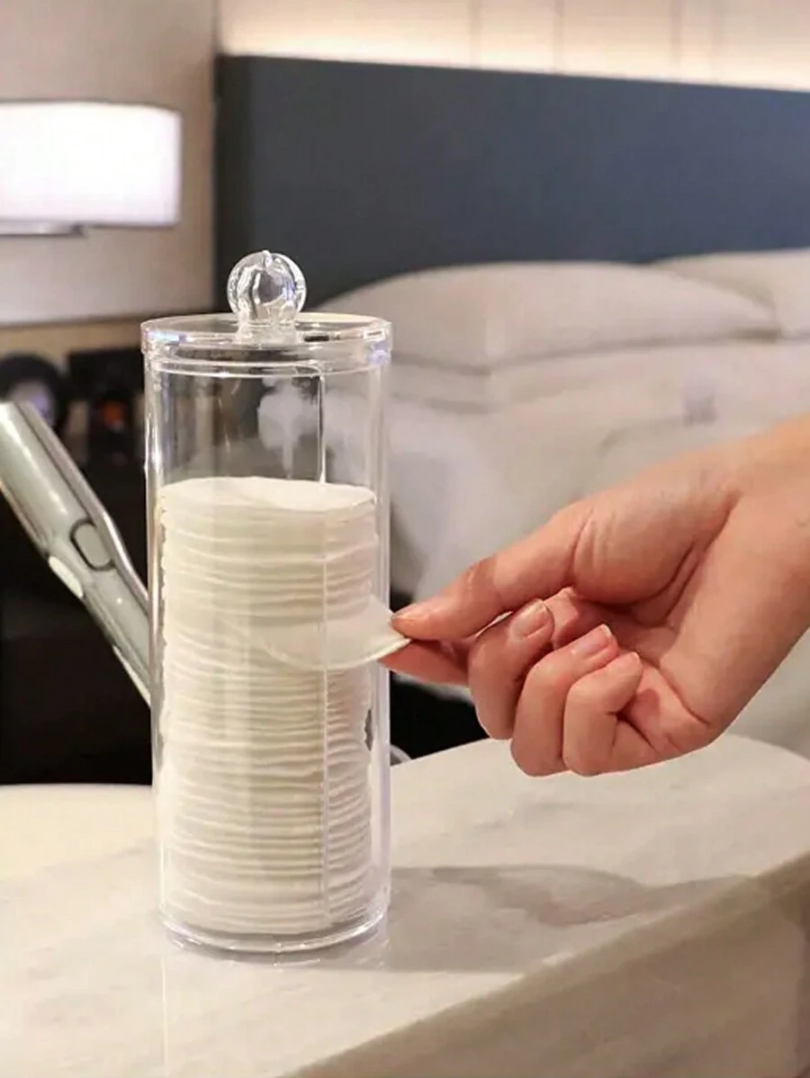 1/3PCS Bathroom Makeup Pads Circular Storage Box, Acrylic Makeup Pads ...