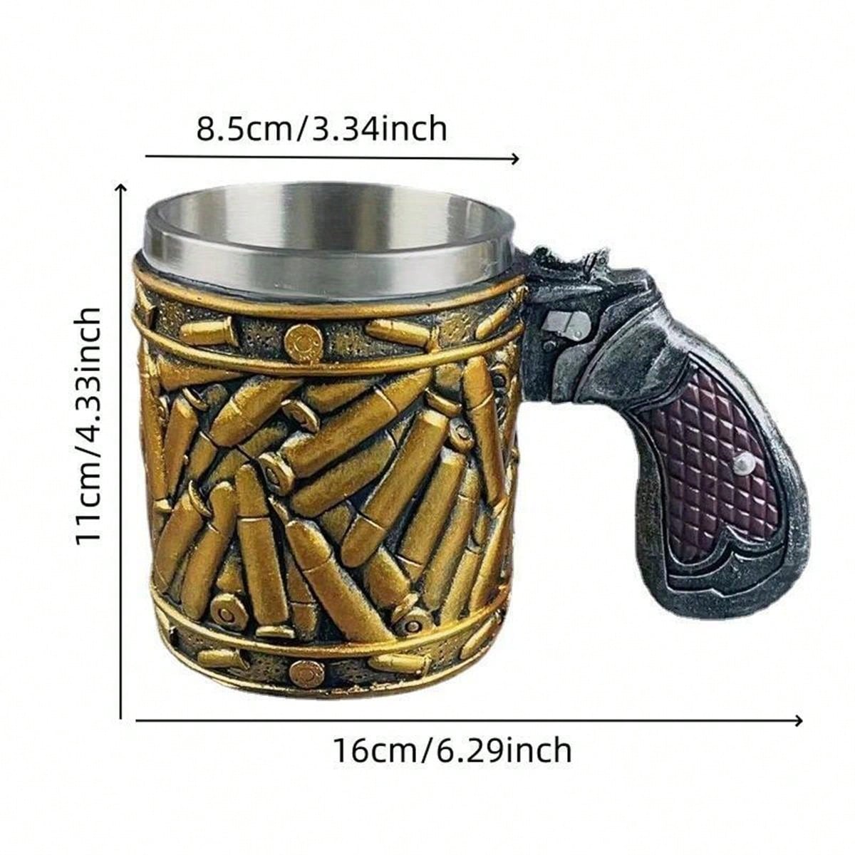 Bullet Shaped Stainless Steel Cup, Creative Revolver Pistol Design ...