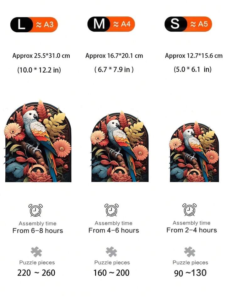 Bird Pattern Jigsaw Puzzle, Irregular Animal Shaped Wooden Puzzle ...