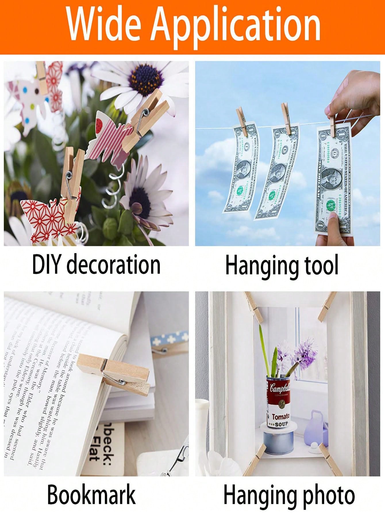 150pcs Mini Wood Clips, 3 Sizes Wooden Pegs, Mini Photo Clips, Small ...