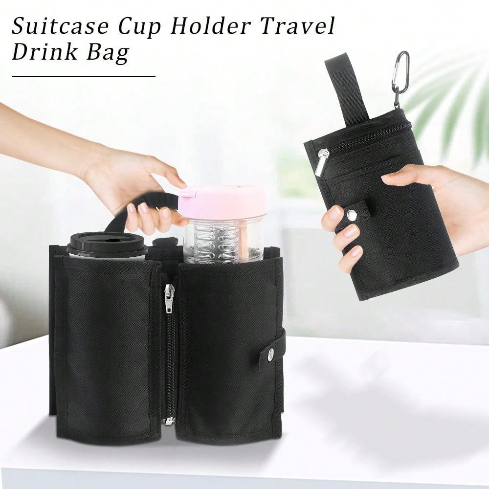 Luggage Cup Holder Travel Beverage Bag, Portable Foldable Suitcase ...