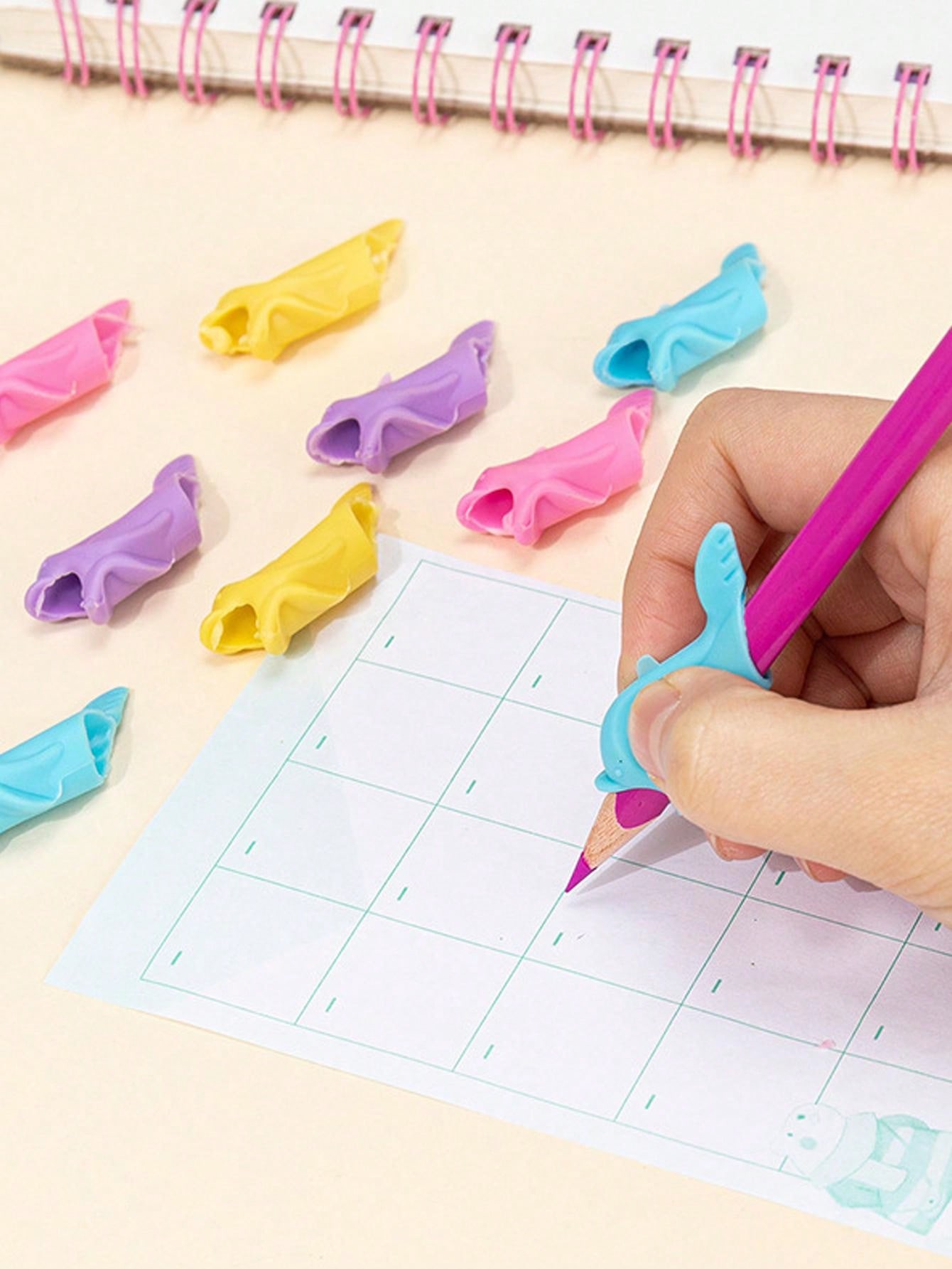 10pcs Mixed Color Dolphin Shaped Pen Grip For Children Writing, Cartoon ...