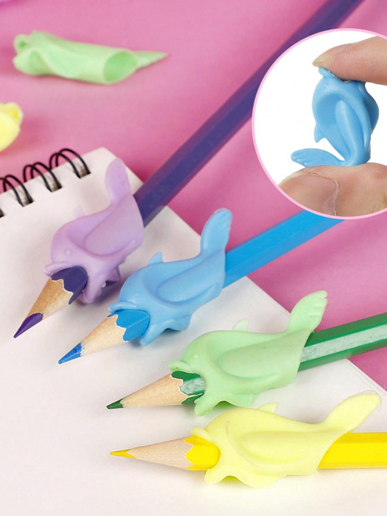 10pcs Mixed Color Dolphin Shaped Pen Grip For Children Writing, Cartoon ...