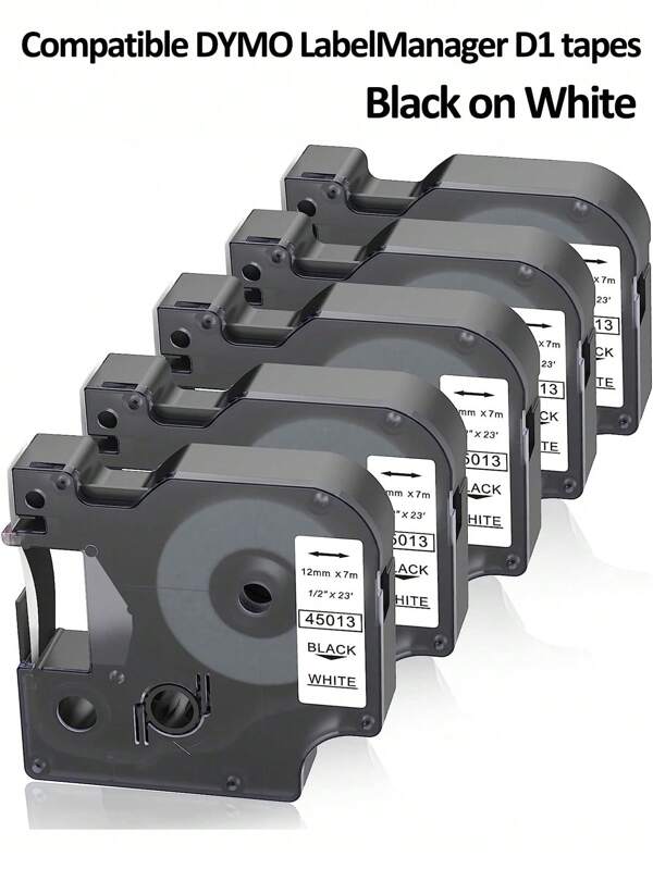 5 Pack Tape Refills Replacement For Dymo D1 Label Maker Refills 45013 ...