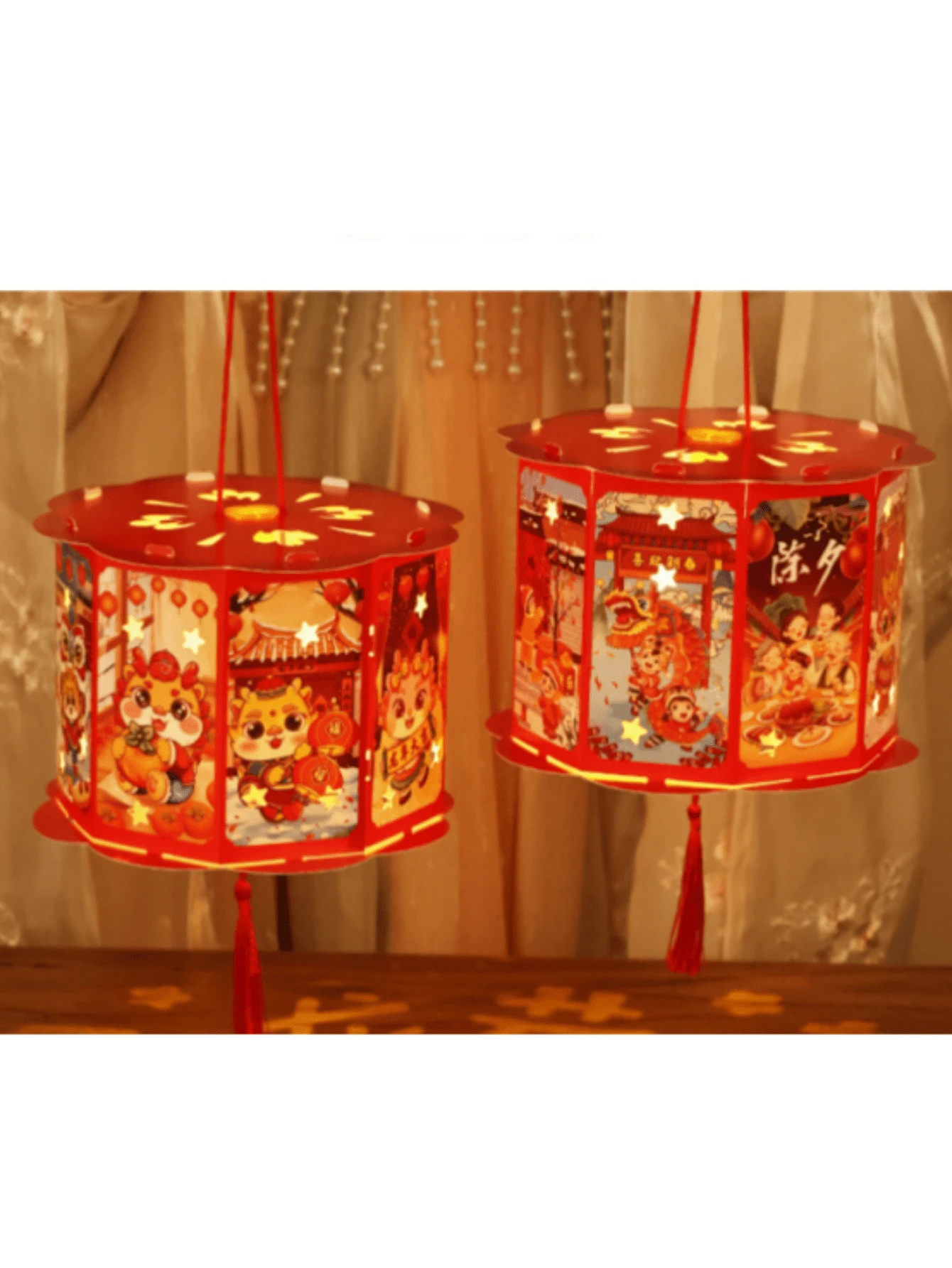 1pc New Year Projection Carousel Lantern, Rotating Handheld Lantern For ...