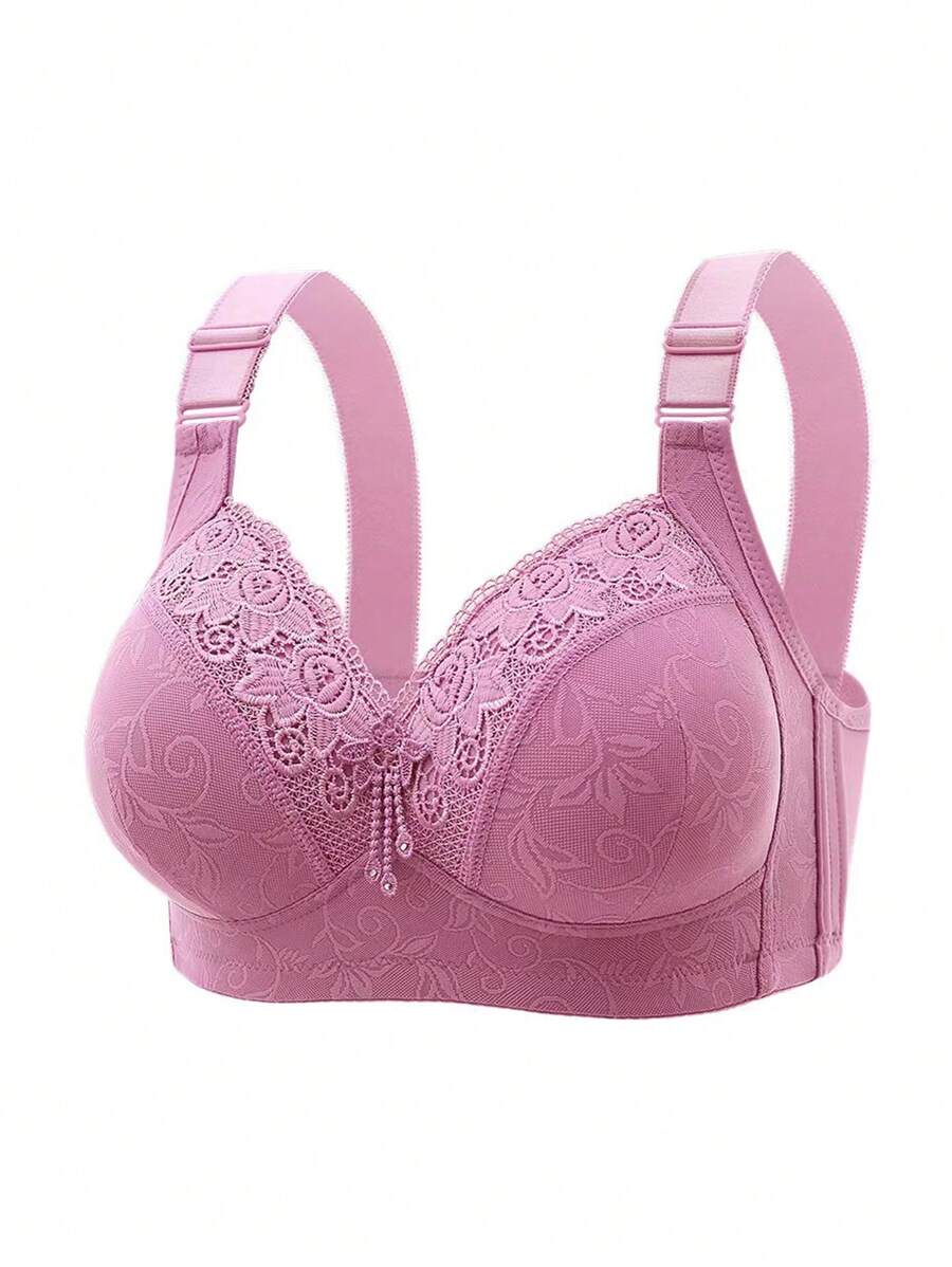 1pc Thin Push Up Guipure Lace Adorned Bra Without Underwire & Back ...