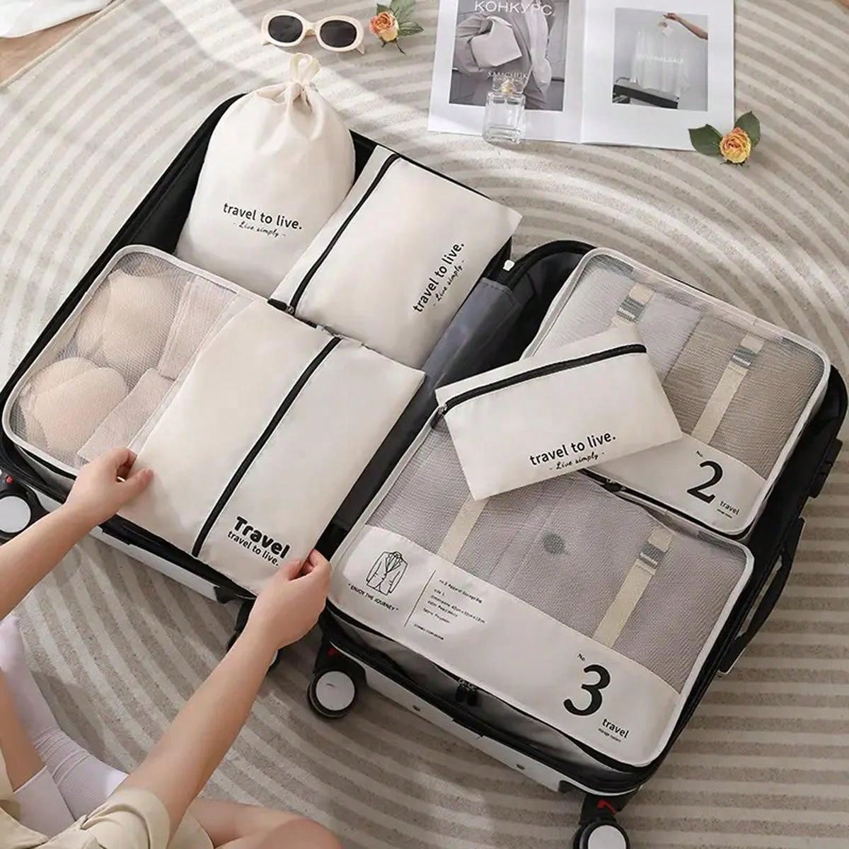 7 Pcs Travel Packaging Cubes : Multifunctional Clothes Socks Shoes ...