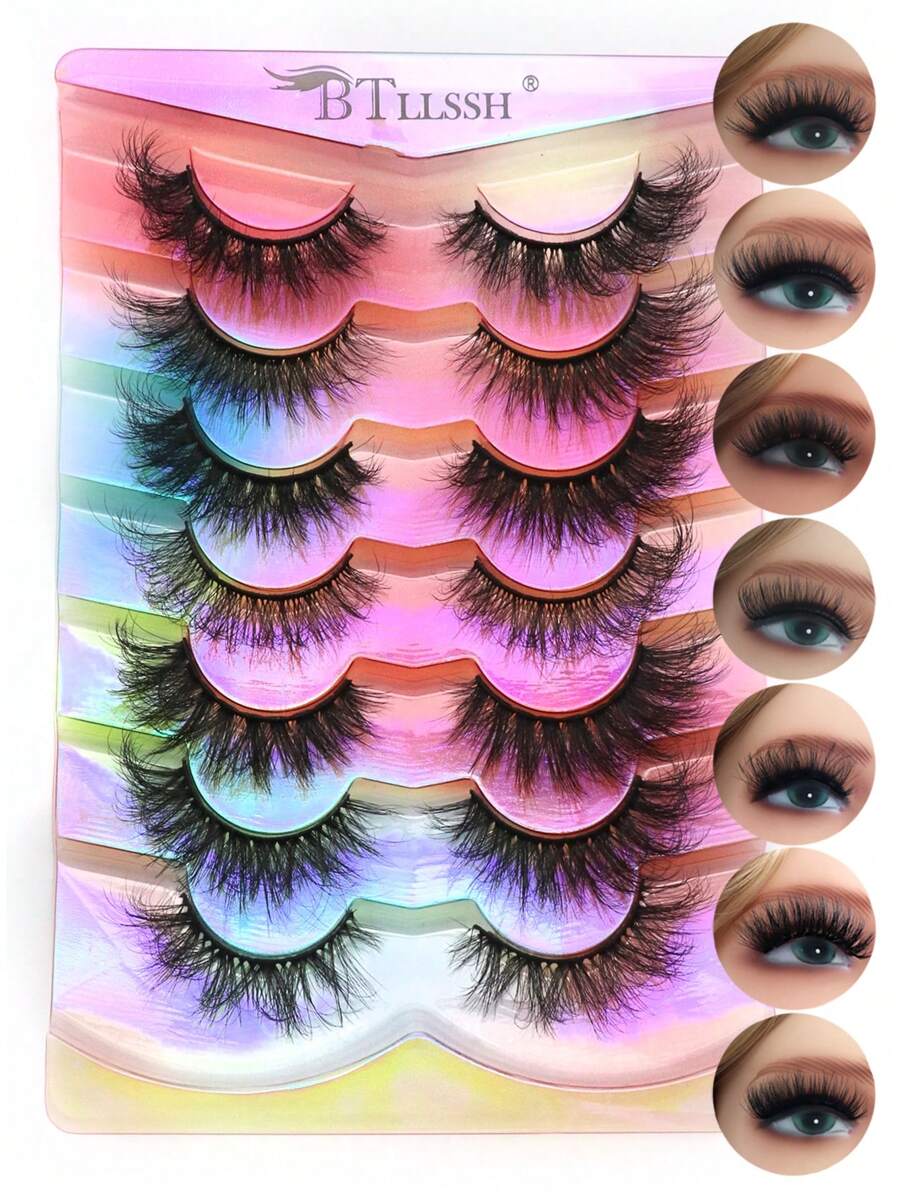 7 Pairs/set Full, Thick, Curly, 18mm Length, Fluffy, Fine False ...