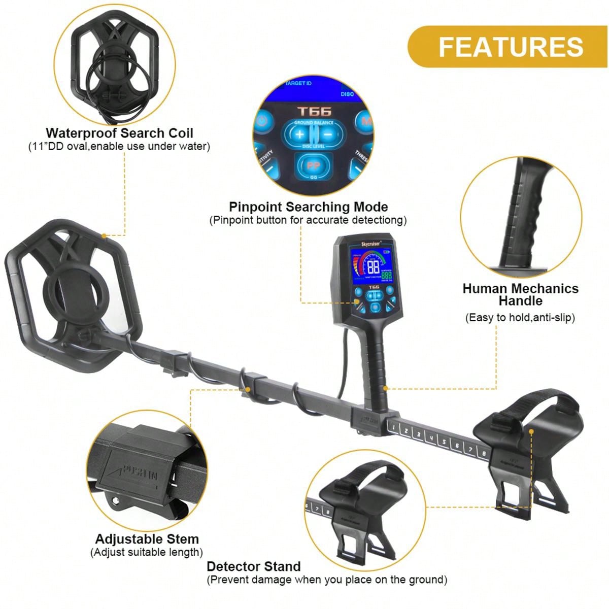 Professional Metal Detector, Backlit Lcd Display Portable Adjustable ...