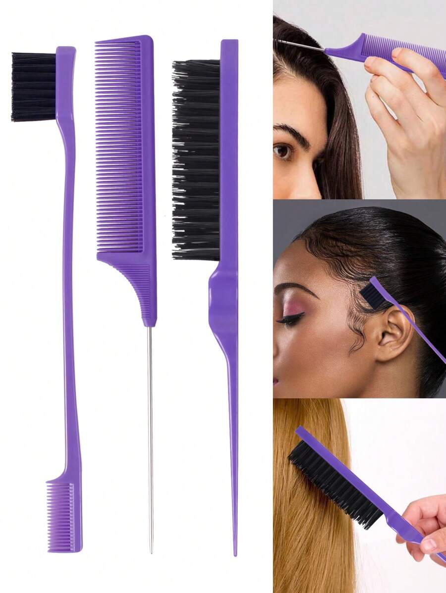 3PCS/5PCS Hair Styling Comb Set, Teasing Hair Brush, Rat Tail Comb Edge ...
