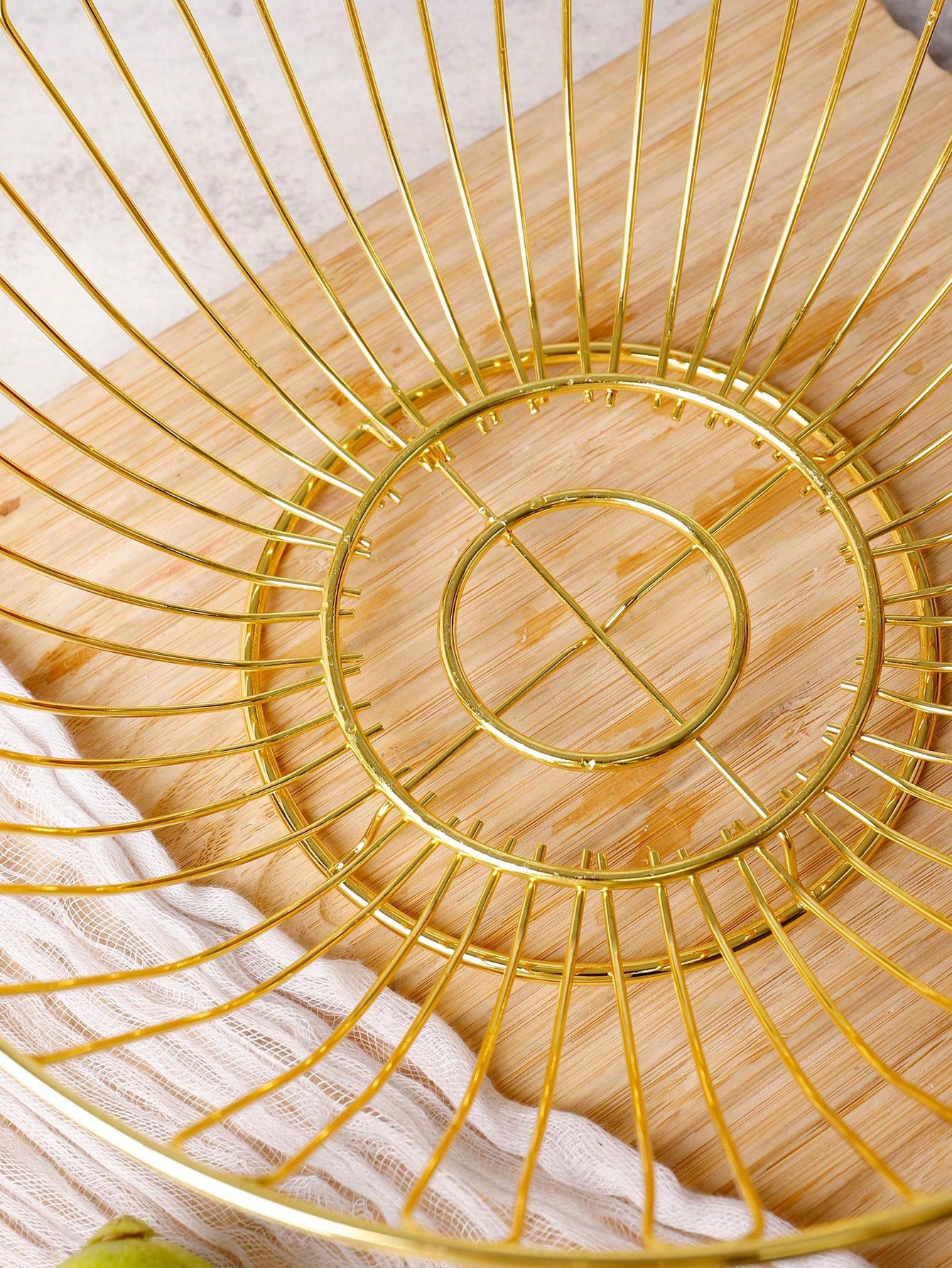 1pc Round Gold Iron Wire Fruit Basket, Suitable For Kitchen Storage,For ...
