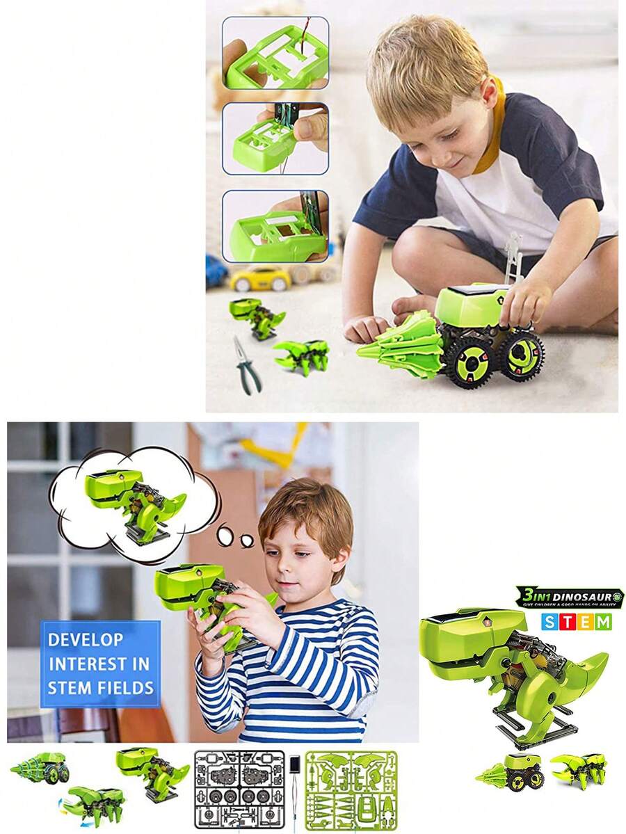 DIY Dinosaur 3-In-1 STEM Solar Robot Toy, Transform Renewable Solar ...