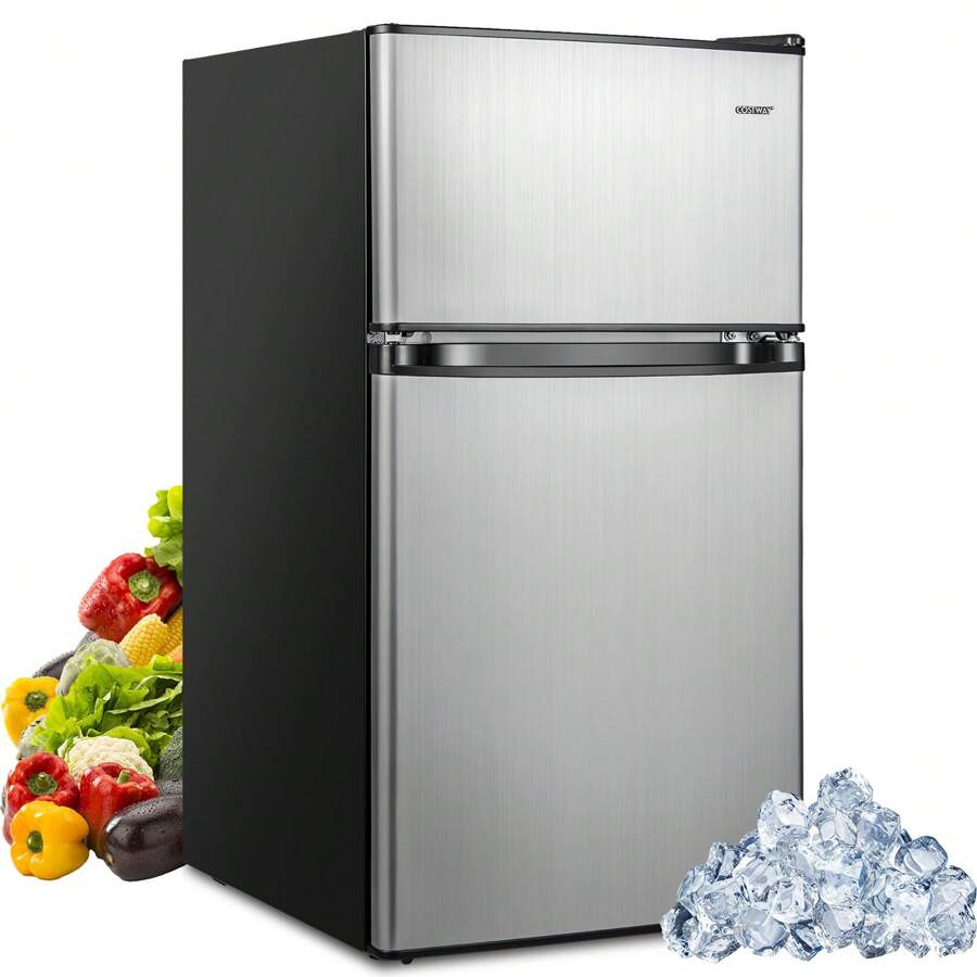 3.2 Cu.Ft Mini Refrigerator With Freezer Compact Fridge With 2 ...