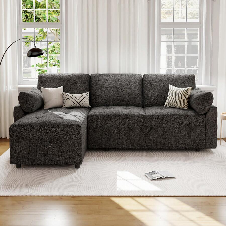 Pull Out Sofa Bed, Modern Tufted Convertible Sleeper Sofa, L Shaped ...