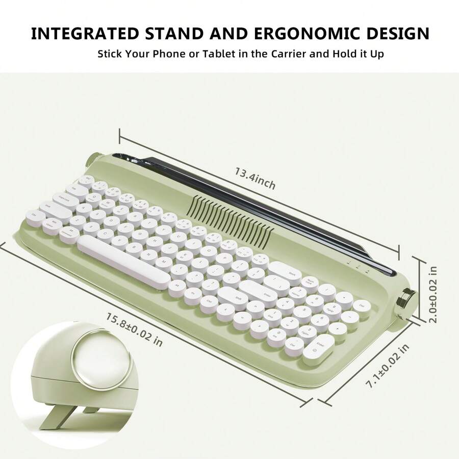 YUNZII B309 Upgraded Wireless Typewriter Keyboard, Retro Keyboard With ...
