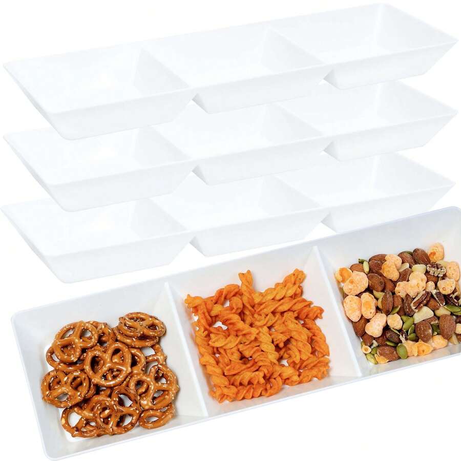 Youngever 4 Pack Stackable Serving Trays, Compartment Plastic Serving ...