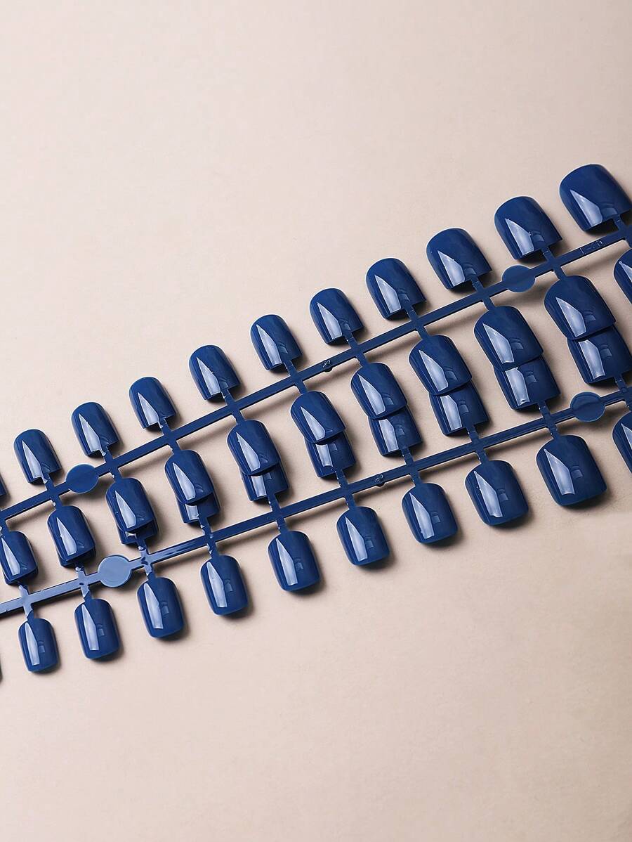 24pcs Inscrutable Navy Blue Nail Fake Nails Short Nail | SHEIN USA