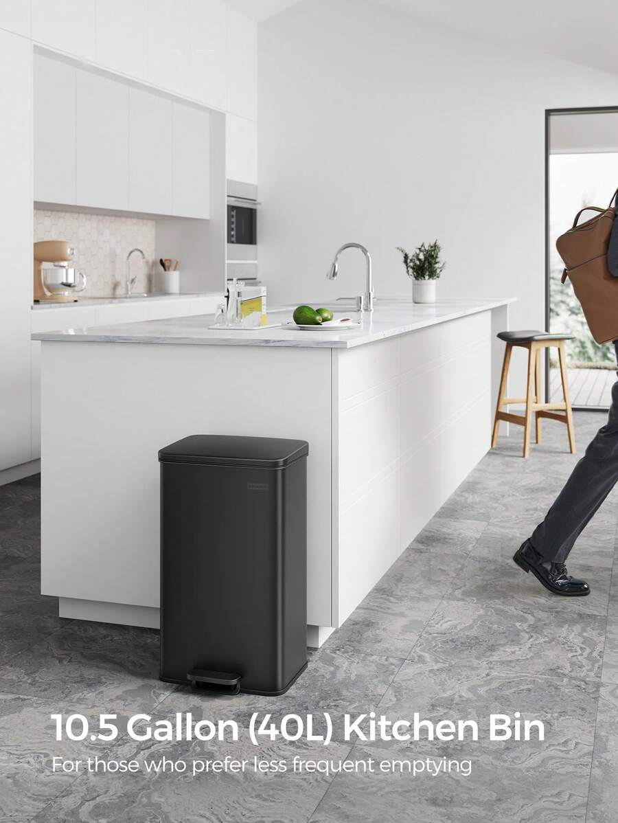 SONGMICS Kitchen Bin, 10.5 Gallon (40L) Rubbish Bin, Large Step Bin ...