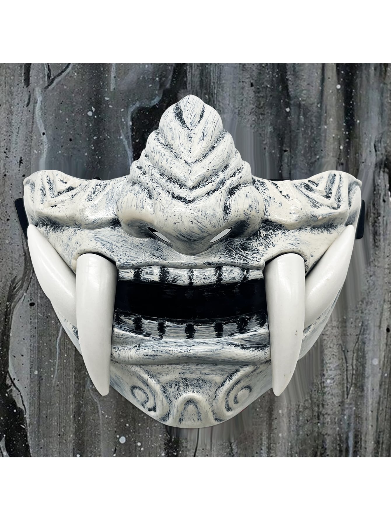 1pc Creative Oni Half Face Scary Mask, Cosplay Prop For Halloween Party ...