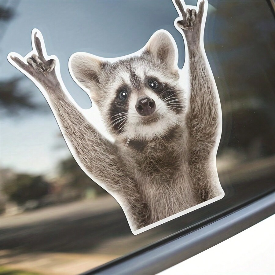 Rocking Raccoon Sticker, Funny Raccoon Cute Car Decal 5.5-Inches Decal ...