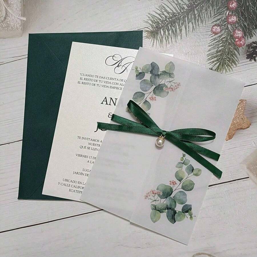 10Set Semi-Transparent Wedding Invitation Card Set With Blank Sheet And ...
