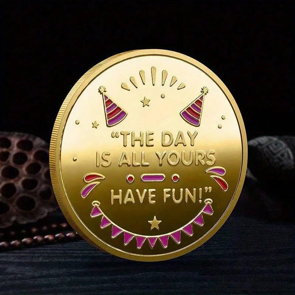 New Golden-Plated Commemorative Coin Happy Birthday Blessing, Lucky ...