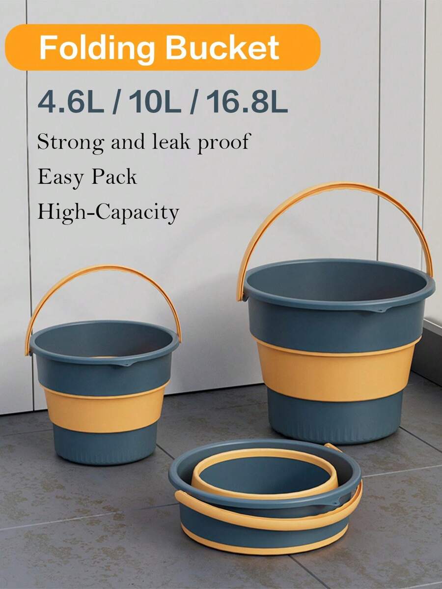 Foldable Outdoor Fishing Bucket Car Washing Bucket Portable Thickened Plastic Bucket With Handle ...