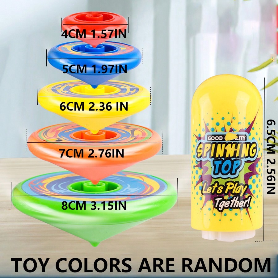 1 Set Of 5 Spinning Top + 1 Launcher Stackable Toys For Kids - Fun ...