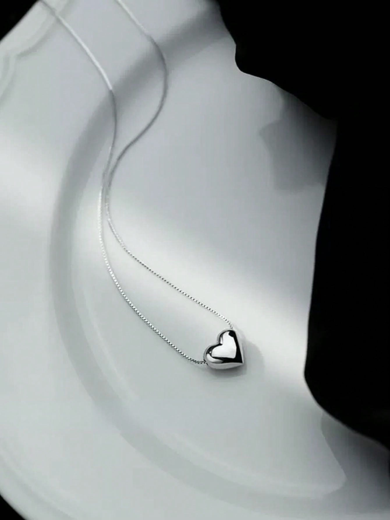 925 Sterling Silver Heart Necklace For Y2k Charm Short Necklaces For Women, Teens, And Girls ...