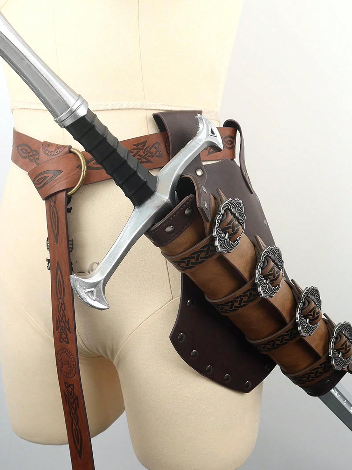 Medieval Knight Pu Leather Viking Sword Sheath For Renaissance Period ...