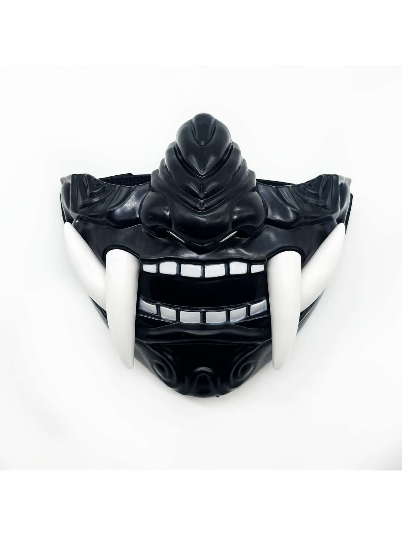 1pc Creative Hannya Half Face Horror Mask, 2d Lifelike Tiger Tooth ...