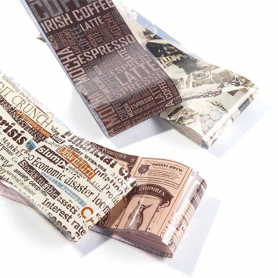 10pcs Vintage Newspaper Nail Art Foil Transfer Stickers, Magazine ...
