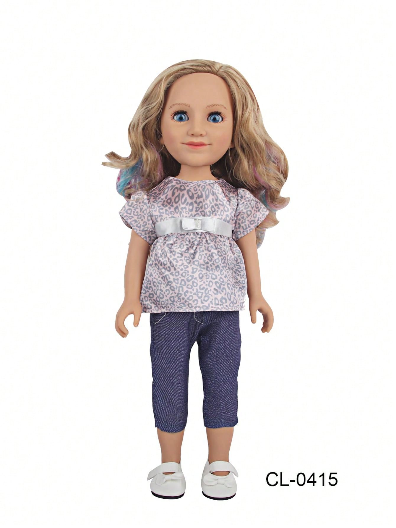 1pc 16inch Doll Clothes Set, Fashionable Floral Pink Top And Blue Jeans ...