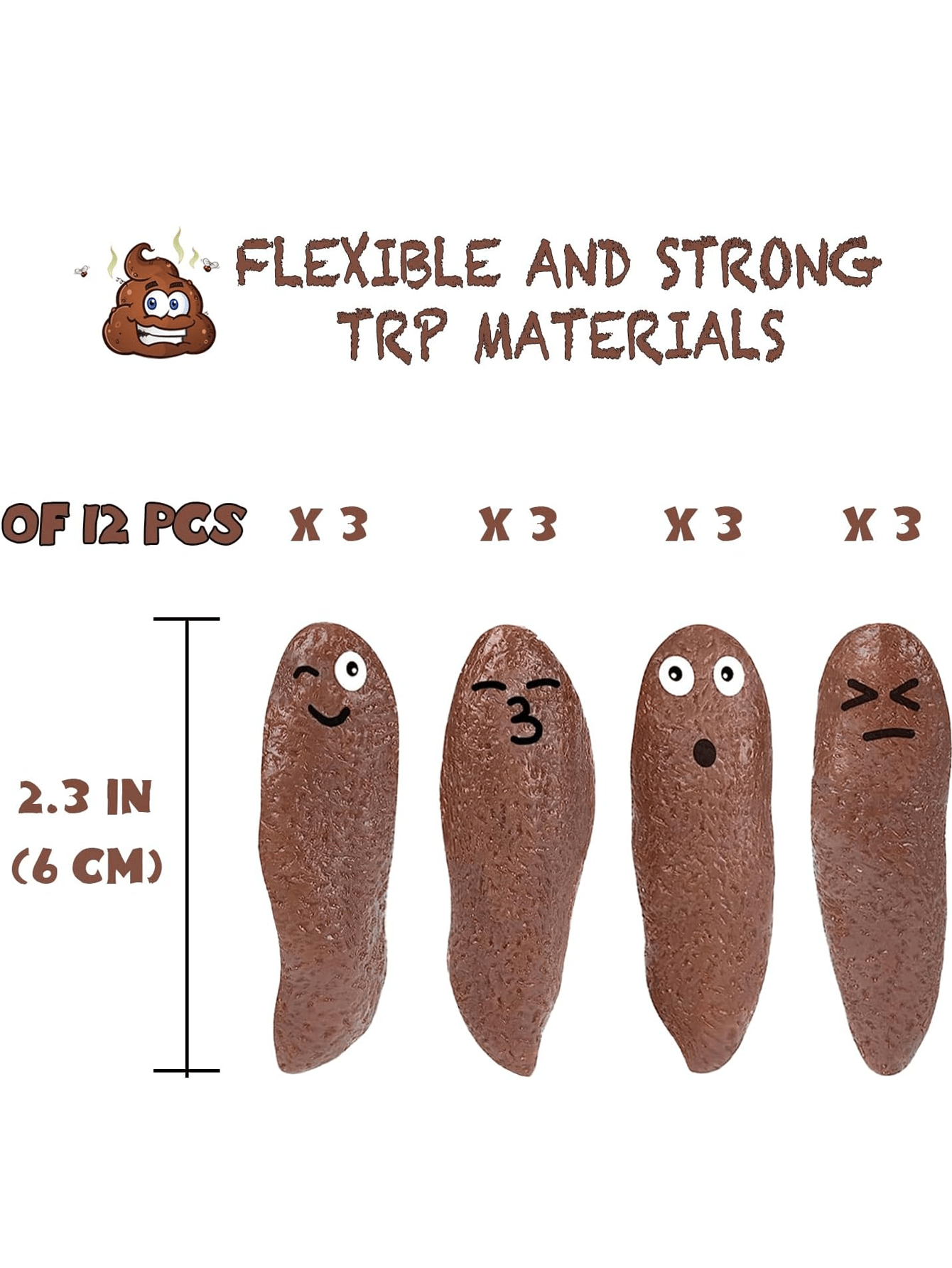 4pcs Brown Poop Squeeze Stress Relief Toys With Cartoon Expression ...