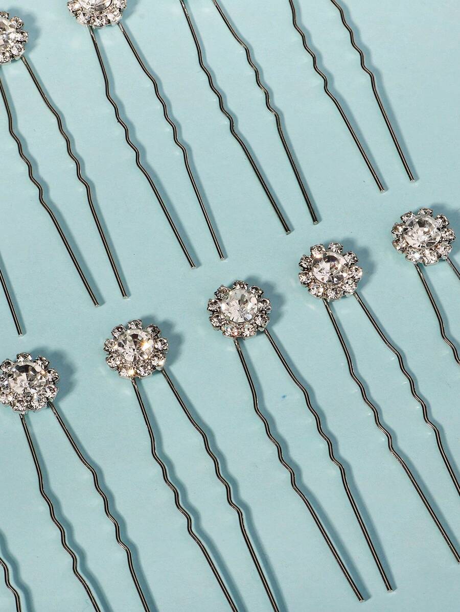 12pcs Women'S Wedding Bridal Hair Pin Set, Basic Style Rhinestone ...